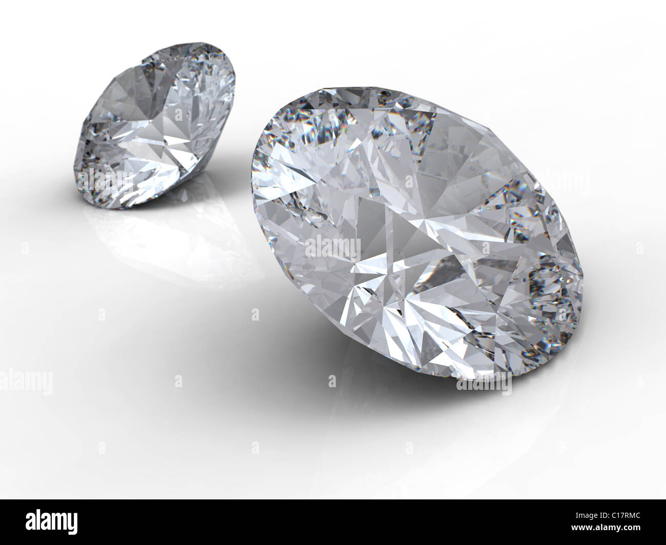 Diamonds on white background with reflection Stock Photo - Alamy