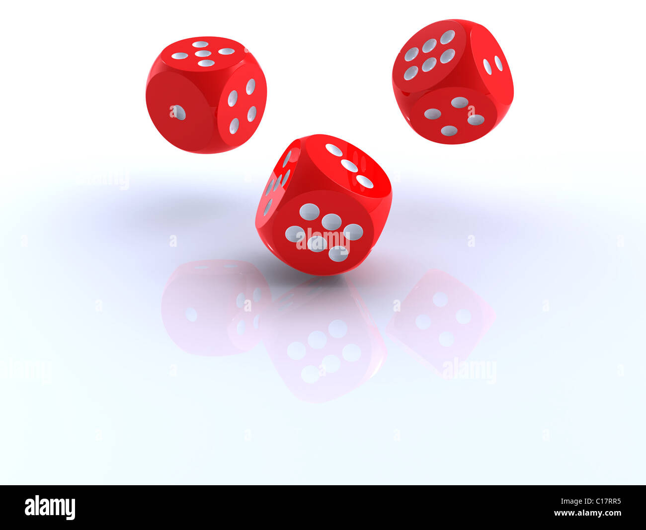 3D rendering of red dices on white background Stock Photo - Alamy