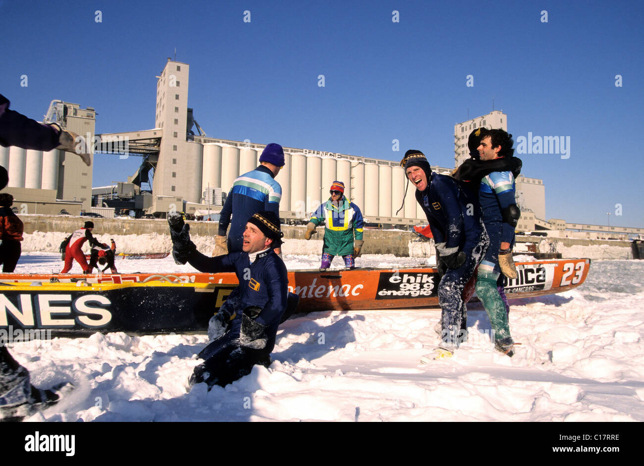 Canoe race of the quebec city winter carnival hi-res stock photography ...