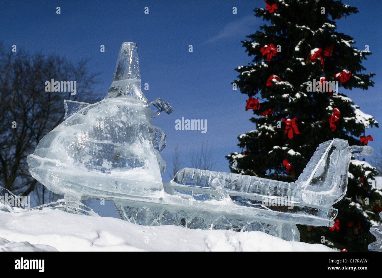 Canada, Quebec Province, snowmobile sculpted in ice Stock Photo - Alamy
