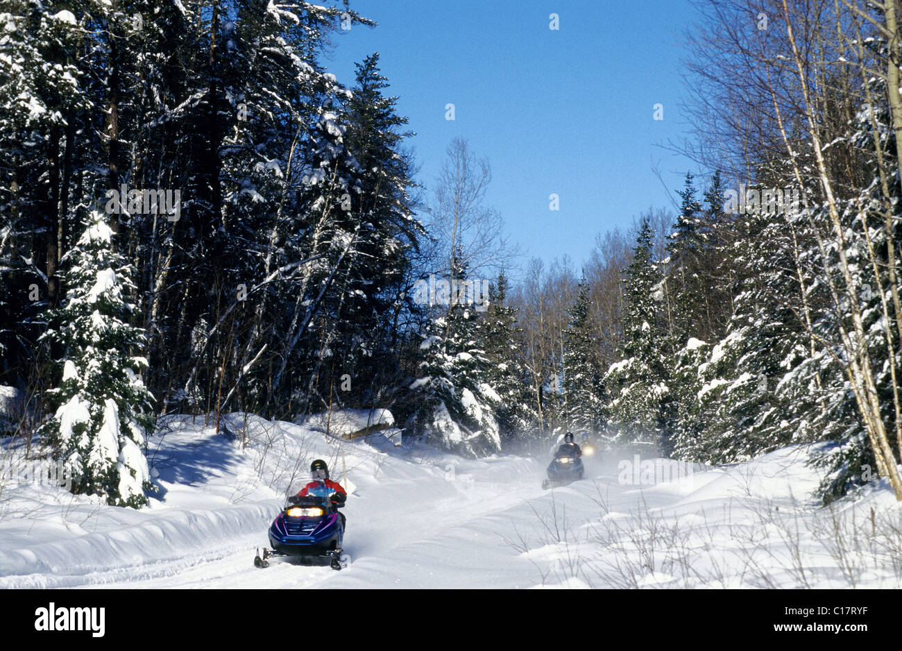 Canada, Quebec Province, snowmobile Stock Photo - Alamy