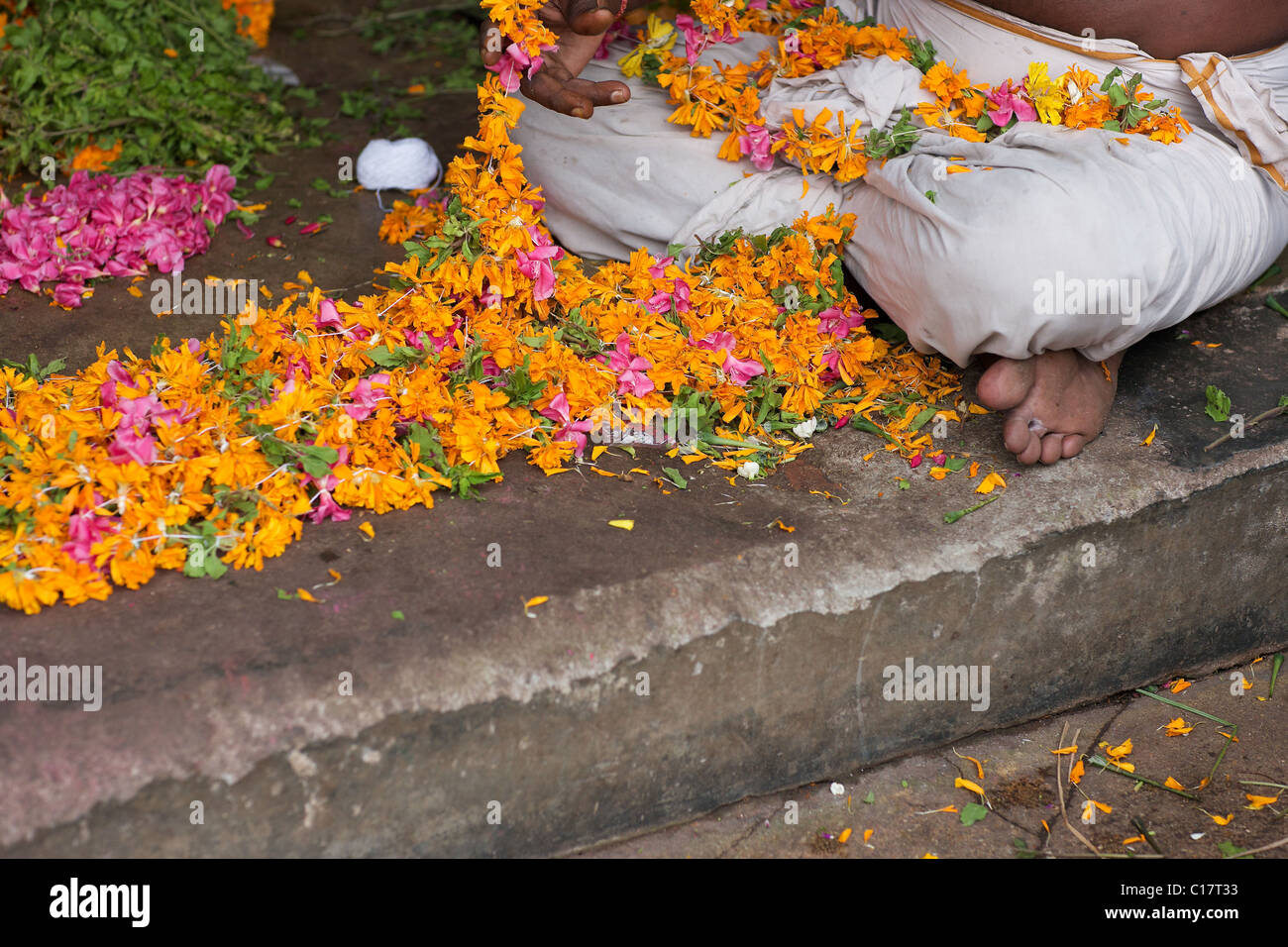 Garland maker, Fort Cochin, Kerala, India Stock Photo - Alamy