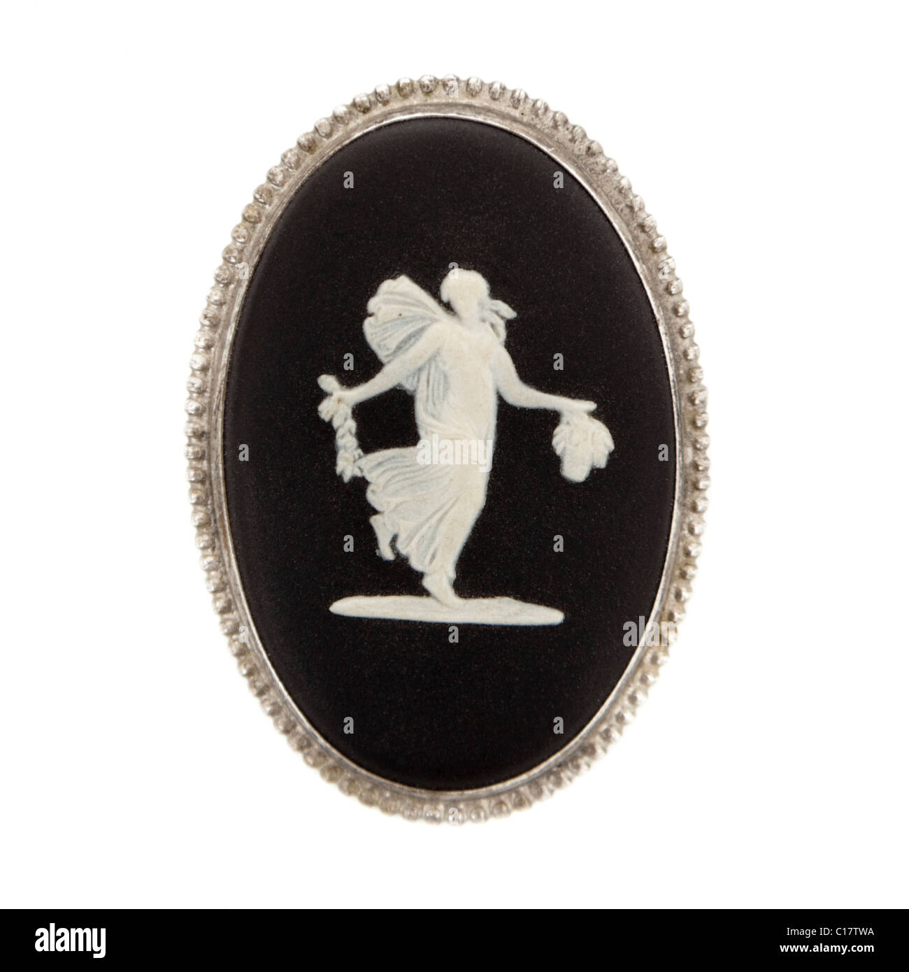 Josiah Wedgwood black Jasperware classical cameo brooch Stock Photo - Alamy