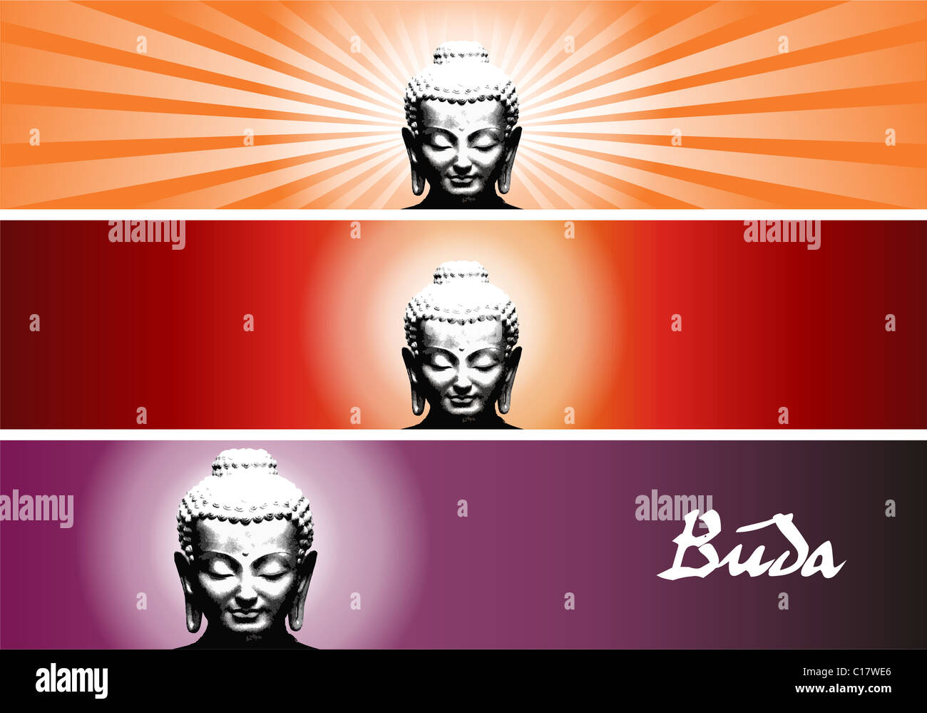 Buddha colorful banners. Vector file available Stock Photo - Alamy