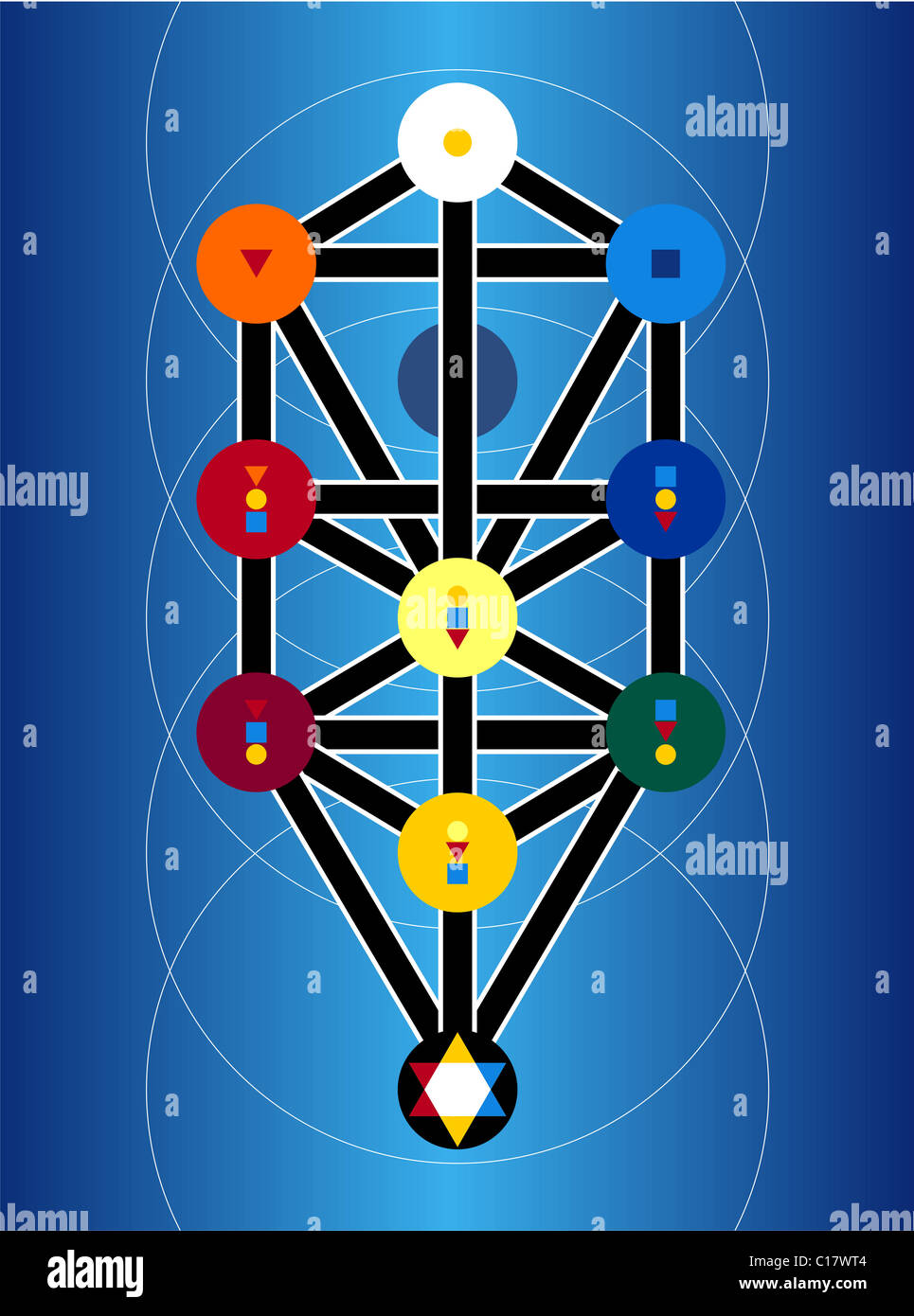 Wierd arcane symbols that look strange and occult. Blue background with ...