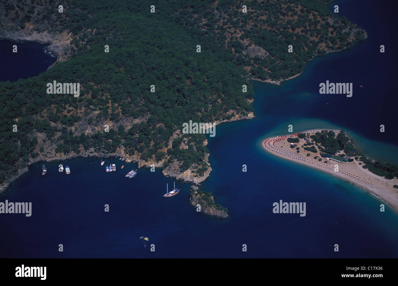 Turkey, Turquoise Coast area, Ölüdeniz beach near Fethiye town (aerial ...