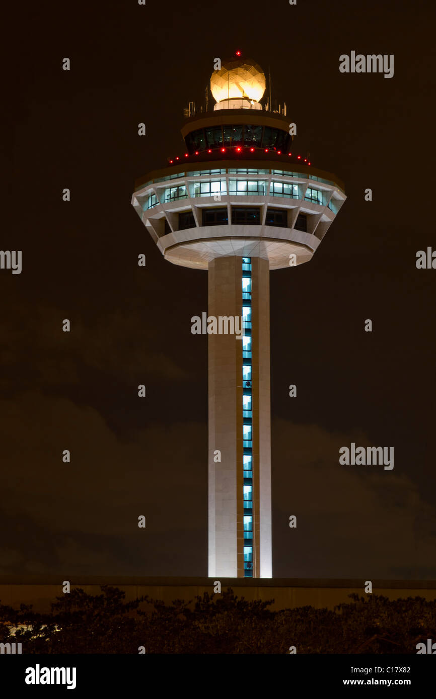 Air Traffic Control Tower At Night