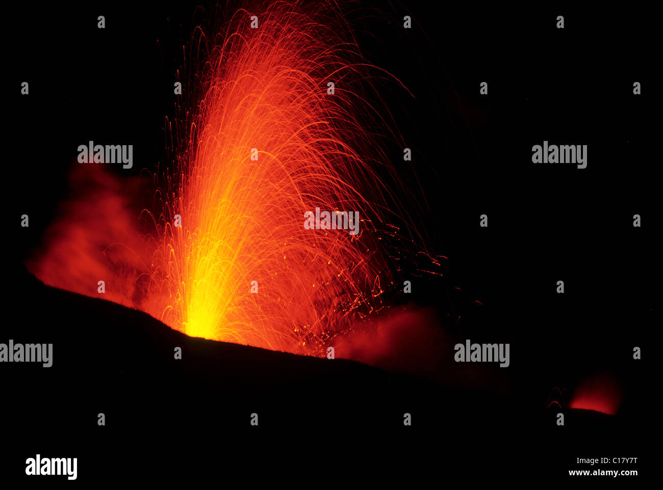 Italy, Sicily, Aeolian Island, Stromboli, the Stromboli volcano in ...