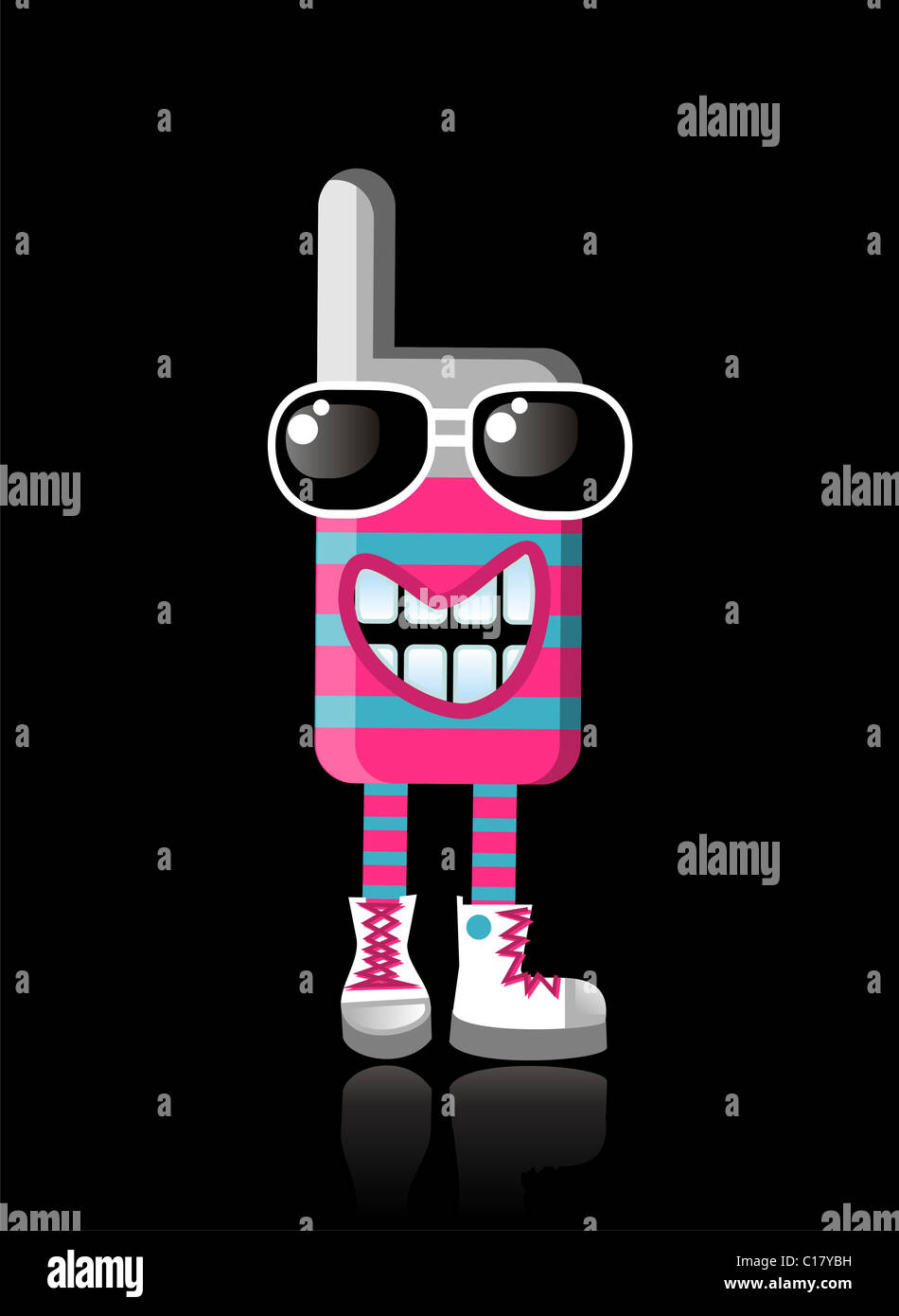 Expressive funky MOBILE PHONE mascot laughing Stock Photo - Alamy