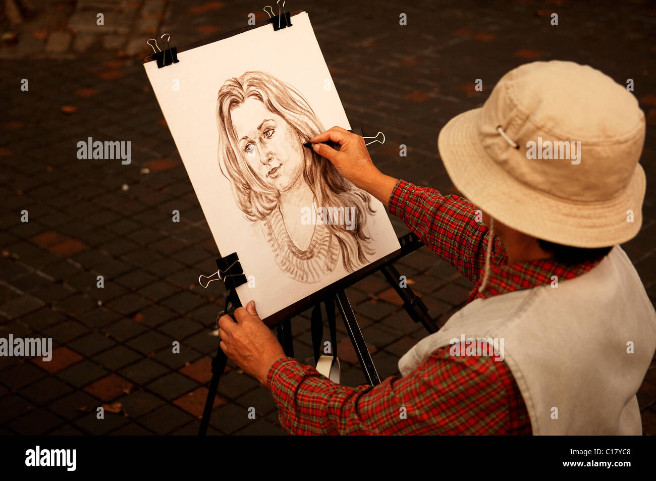 Portrait painter at the Metropolitan Museum, New York City, USA Stock ...
