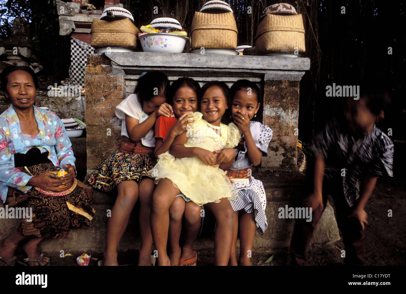 Indonesia, Bali, Ubud, children smile in the gods Island Stock Photo ...