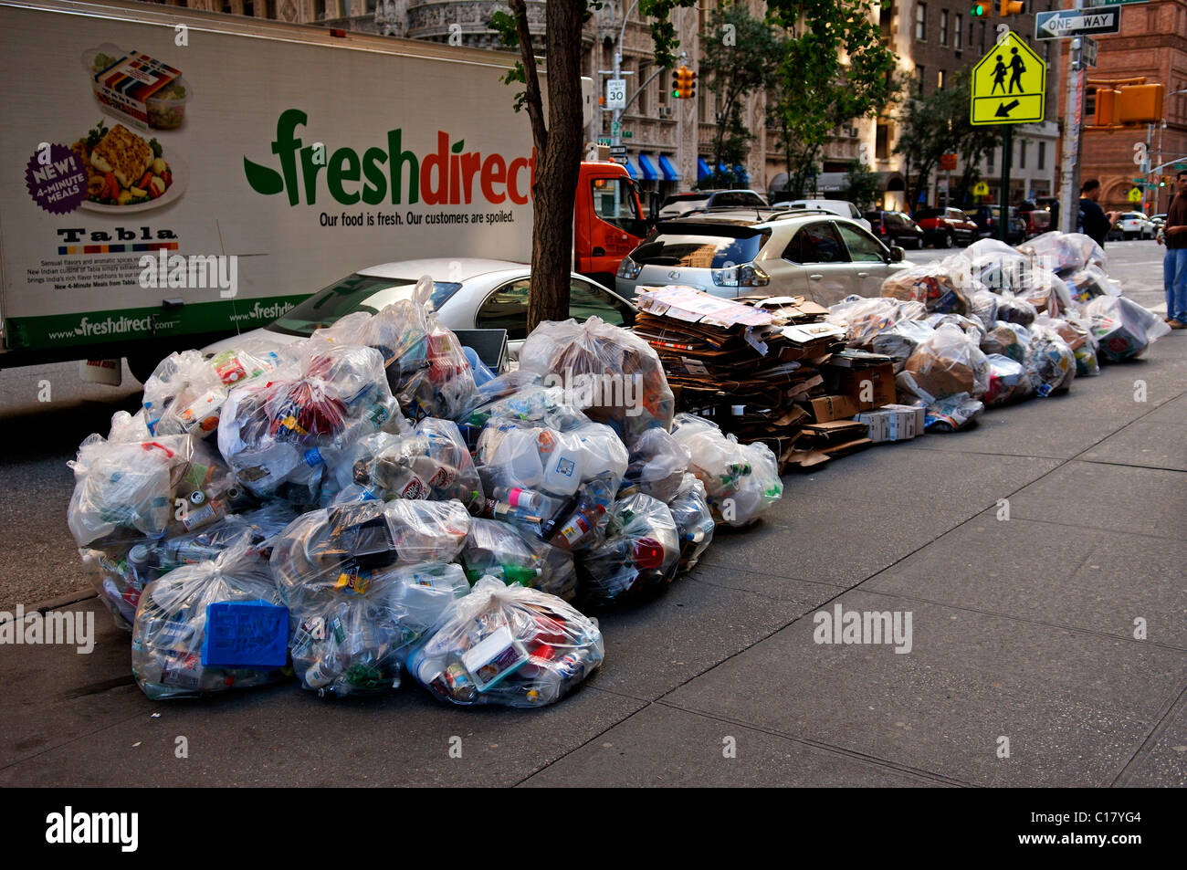 Rubbish bags in the streets of Manhattan, New York City, USA Stock ...