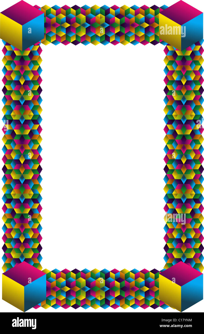 Multicolor cubes frame corner over white background Stock Photo - Alamy