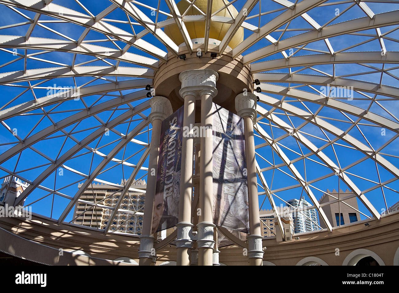 Looking up inside the dome at the entrance to the Sahara Hotel and ...