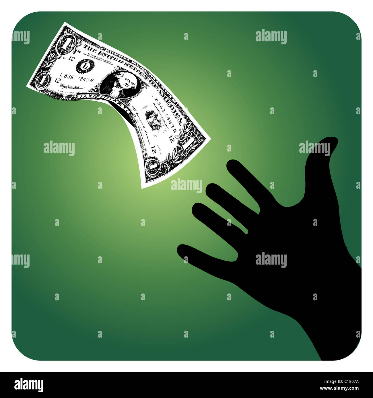 One-dollar bill flying away from a hand. Vector available Stock Photo ...