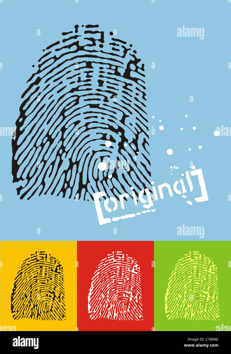 Vectorial illustration of a fingerprint. Pattern in diferent colors ...