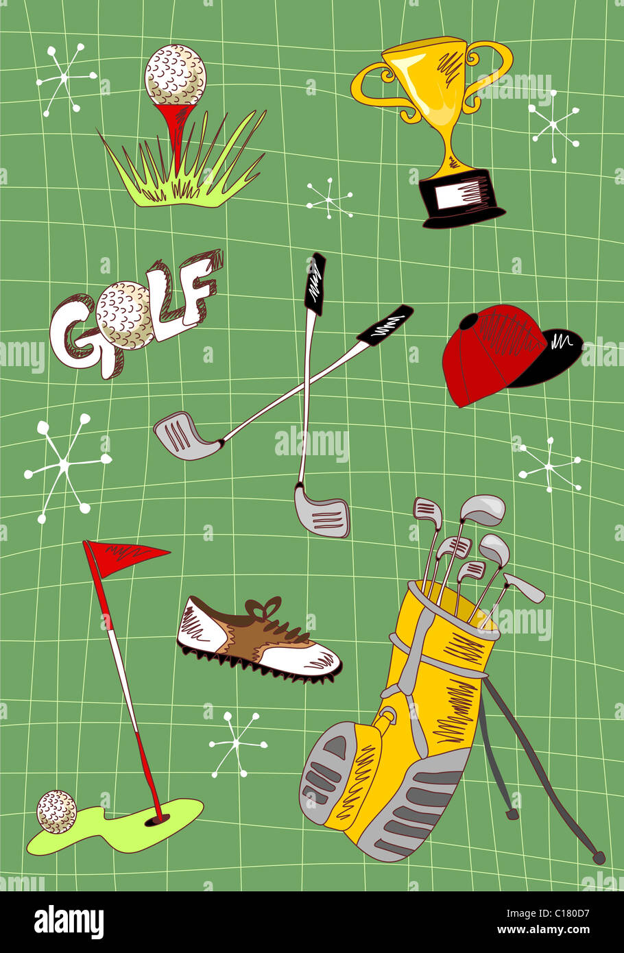 Hand drawn golf icons set. Vector avaliable Stock Photo - Alamy