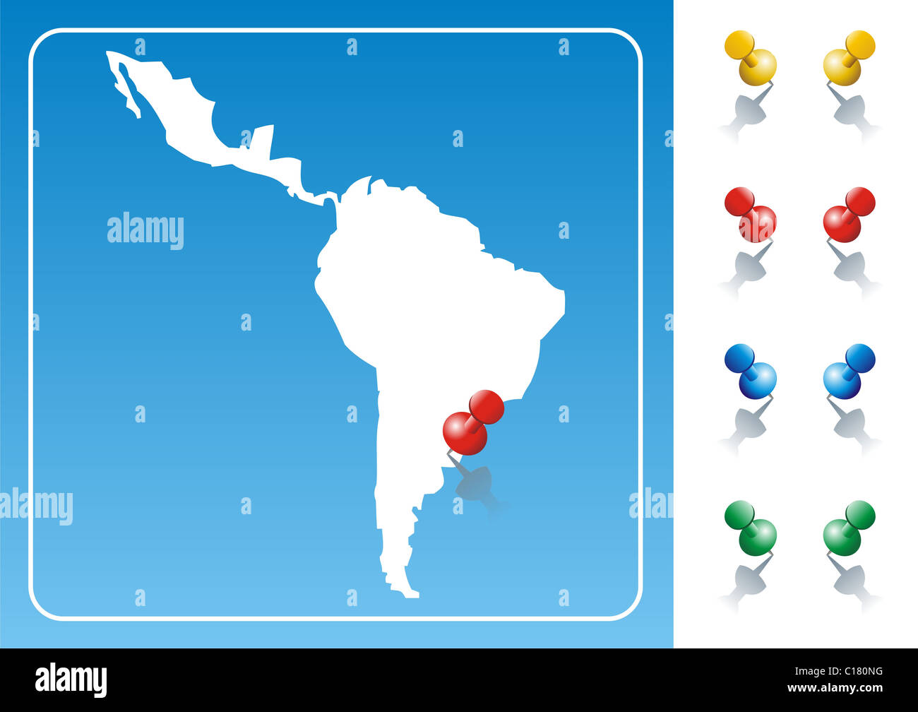 Latin America map illustration with pushpin. Vector image available ...