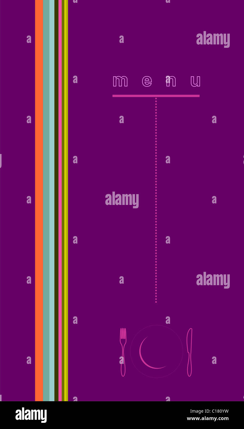 illustration on purple background with multicolor trimming for food ...