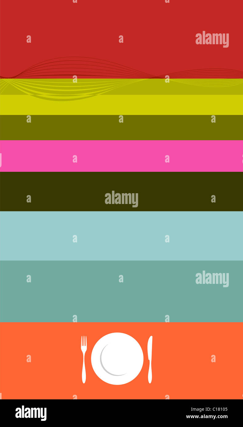 illustration on multicolor horizontal bars background for food industry ...