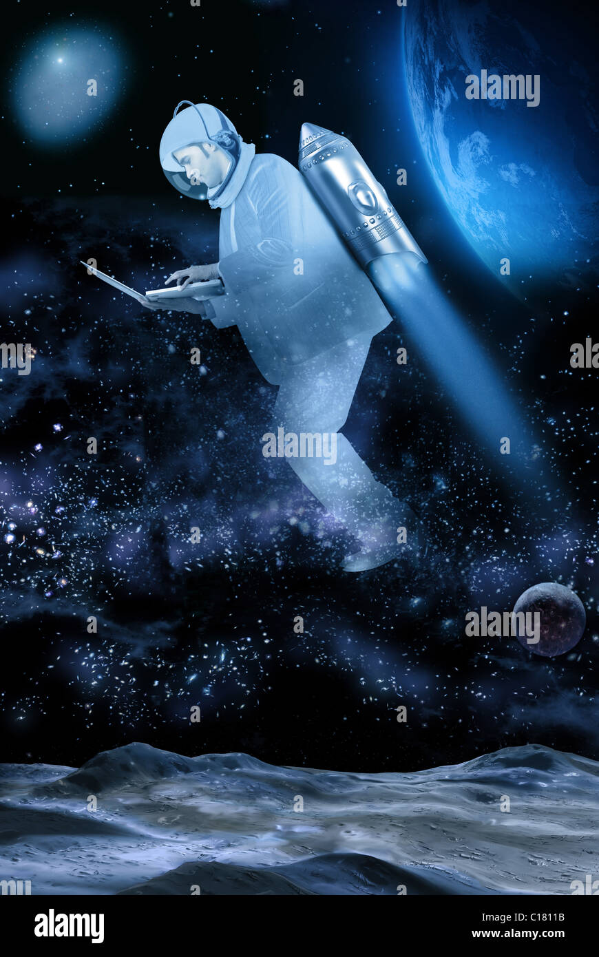 Astronaut suit man computer hi-res stock photography and images - Alamy