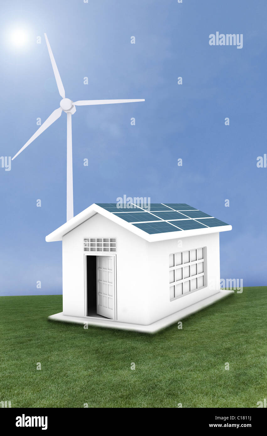 House powered with solar and wind energy Stock Photo - Alamy
