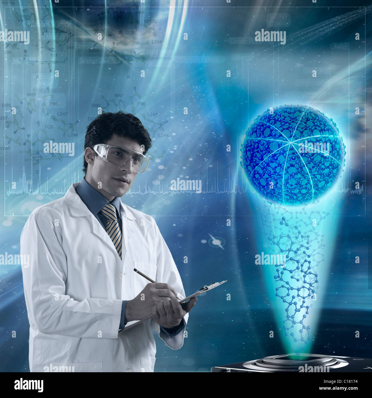Scientist holding a molecule model hi-res stock photography and images ...