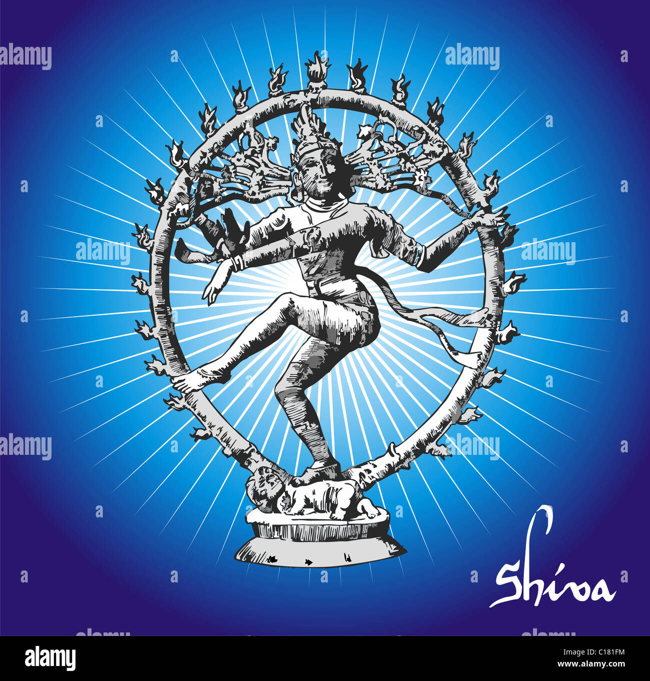 Vectorial Illustration of Shiva deity Stock Photo - Alamy