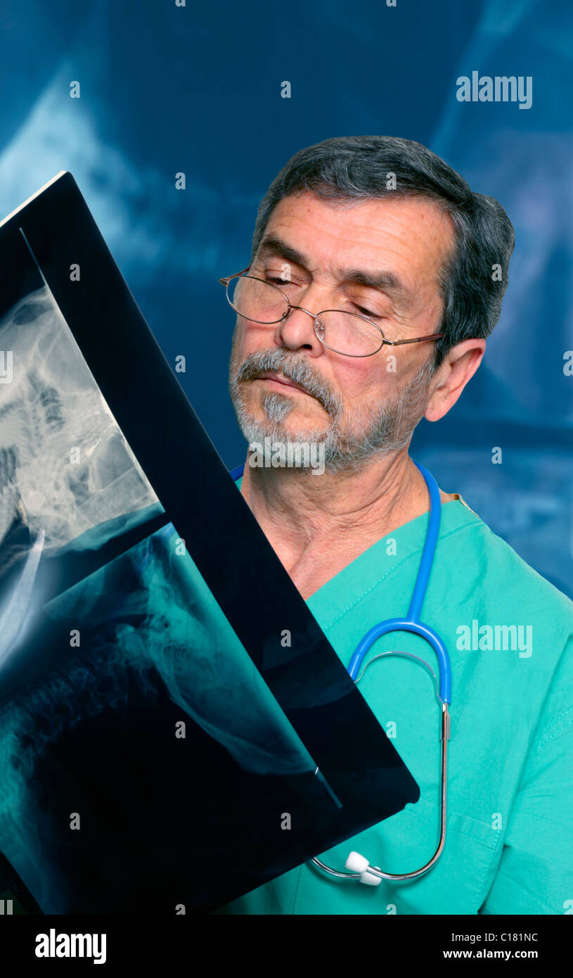 Medical Doctor reading X-ray Stock Photo - Alamy