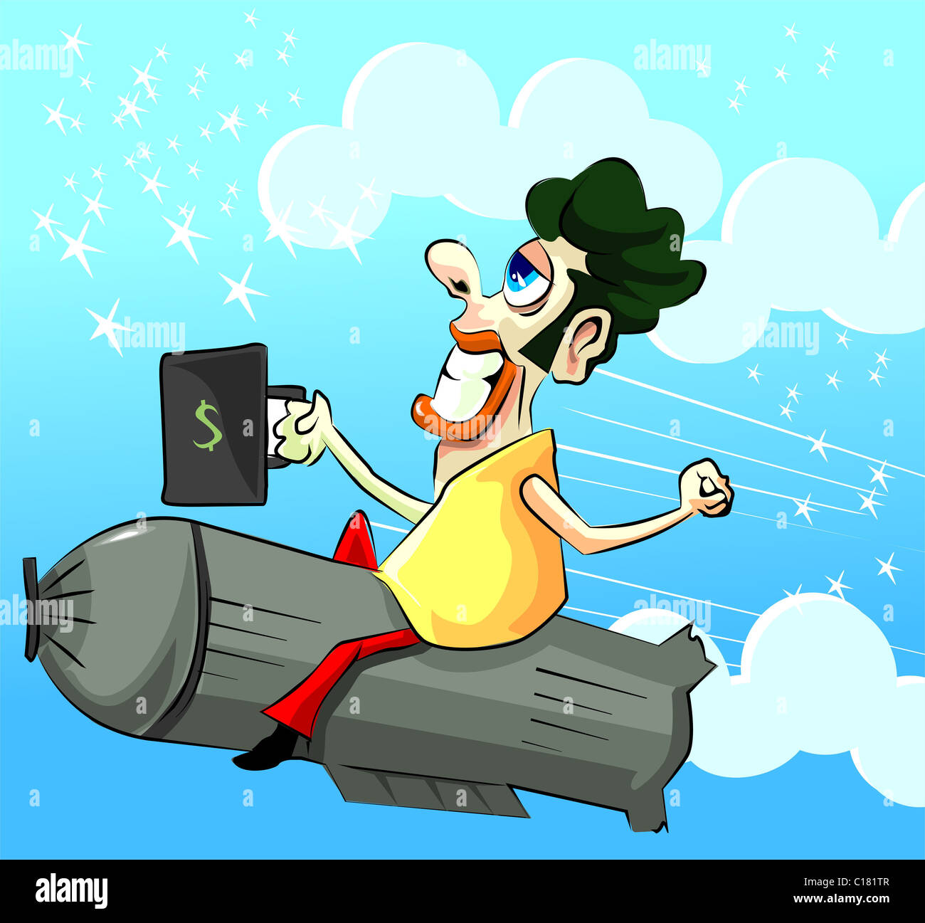 man flying in a rocket Stock Photo - Alamy