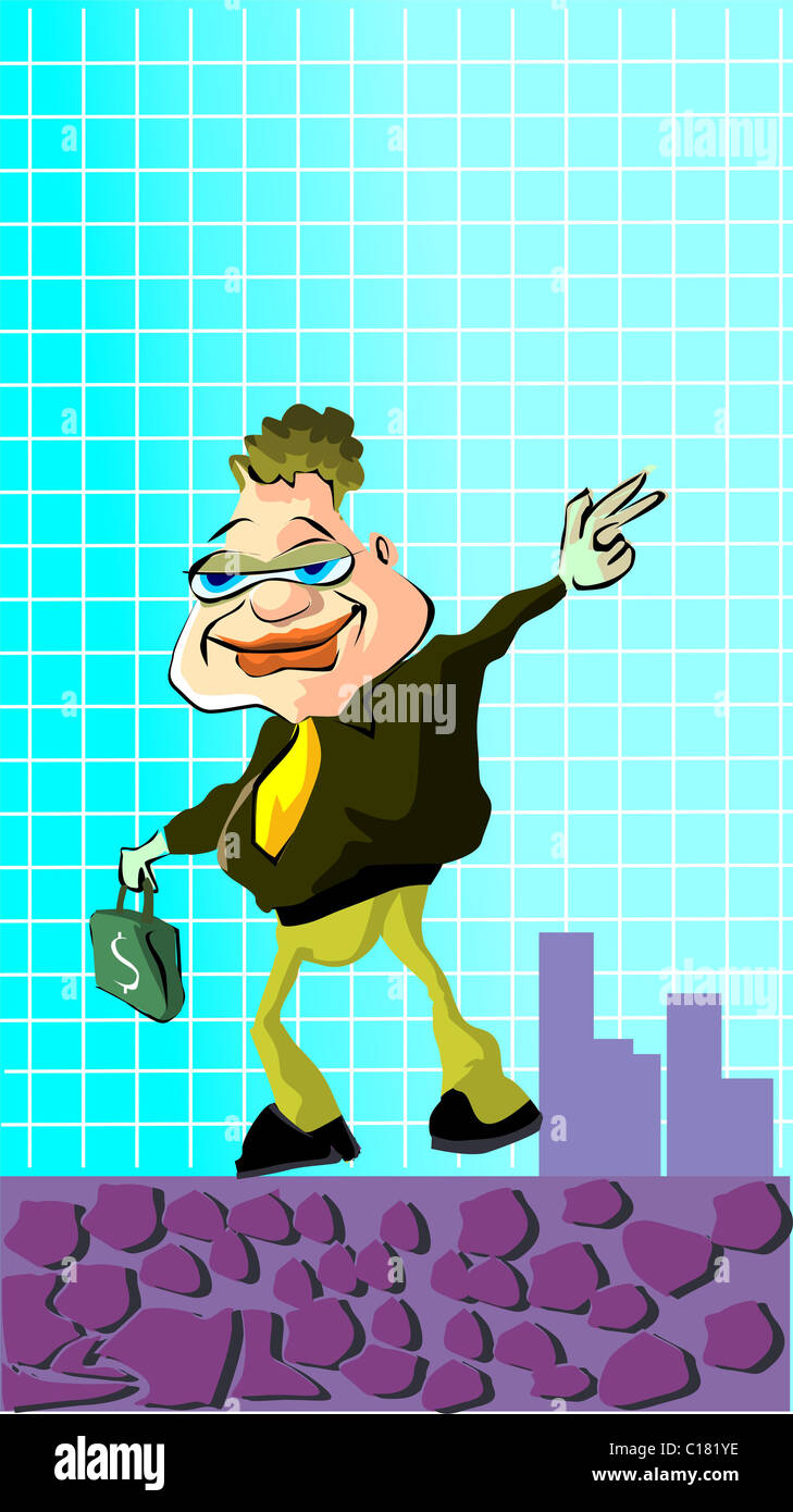 graph and a cartoon man Stock Photo - Alamy