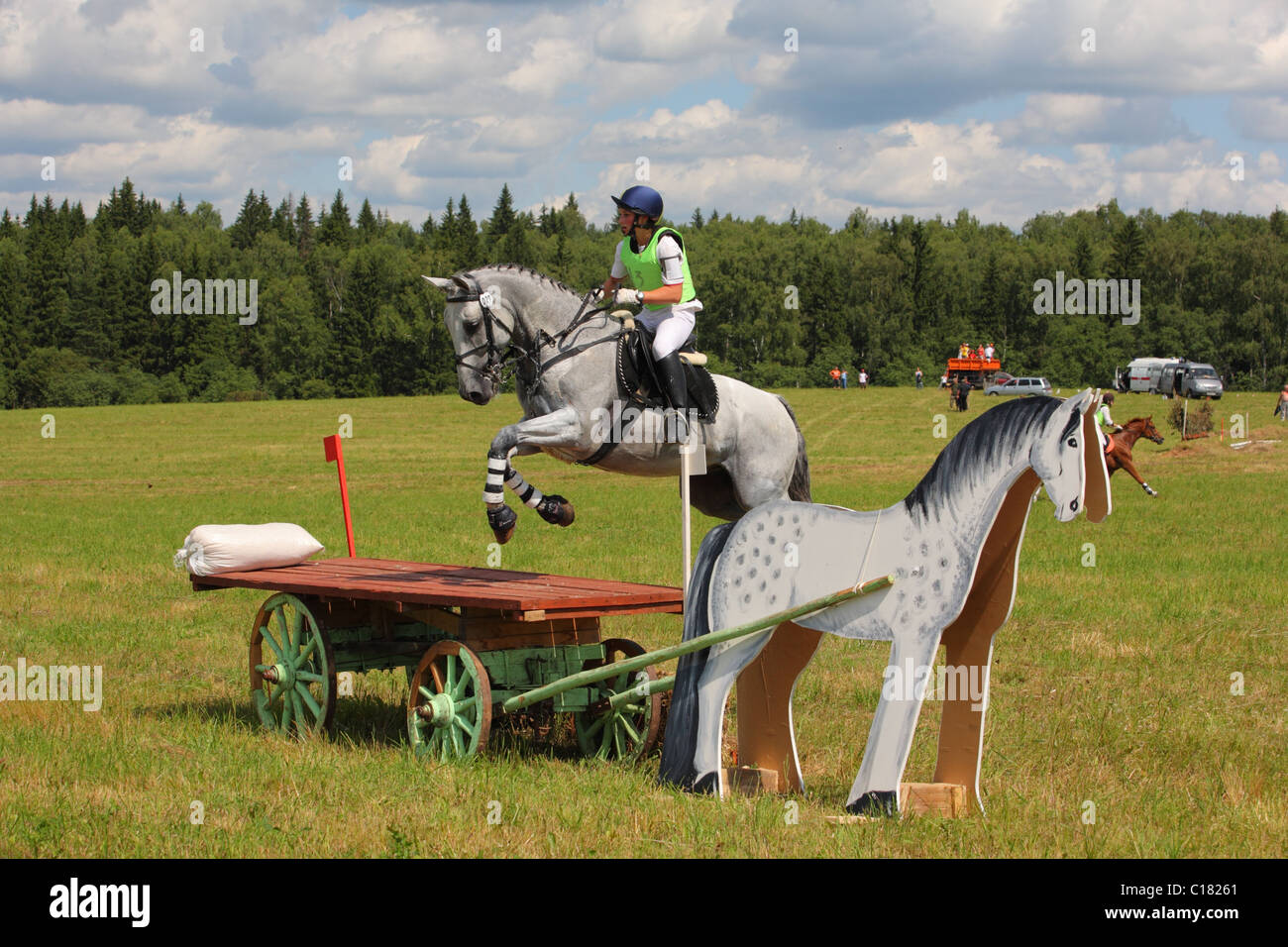 Horse & Rider Navigating Log Jump. Trial Stock Photo - Alamy