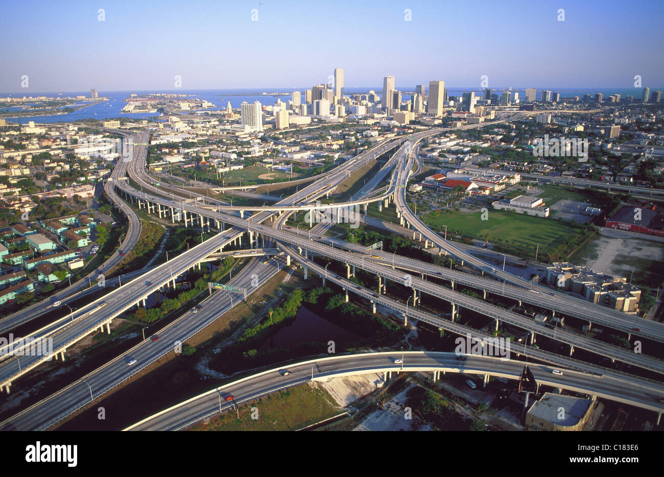 United States, Florida, Miami (aerial view) of an interchange Stock ...