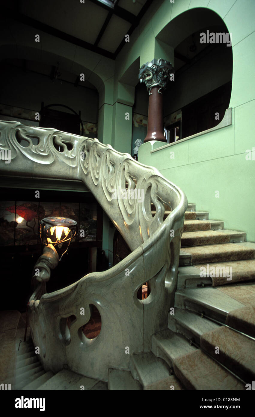 Russia, Moscow, Gorky House-Museum, the staircase in Art Nouveau style ...
