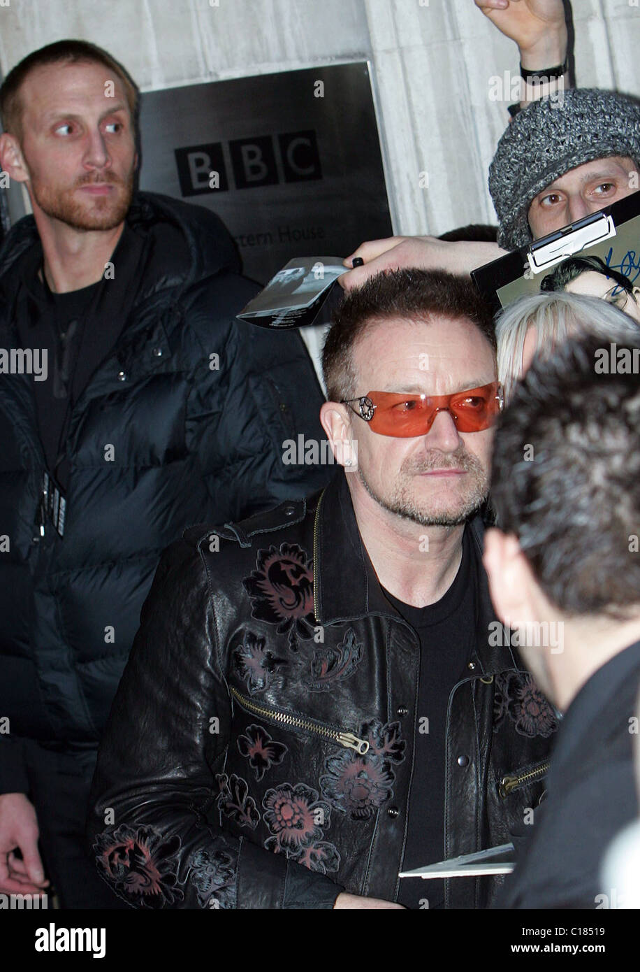 Bono of U2 arriving at the BBC Radio 2 studios London, England - 27.02. ...