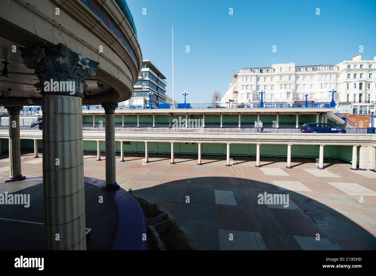 Elegant architecture of the 1930s Eastbourne bandstand on the seafront ...