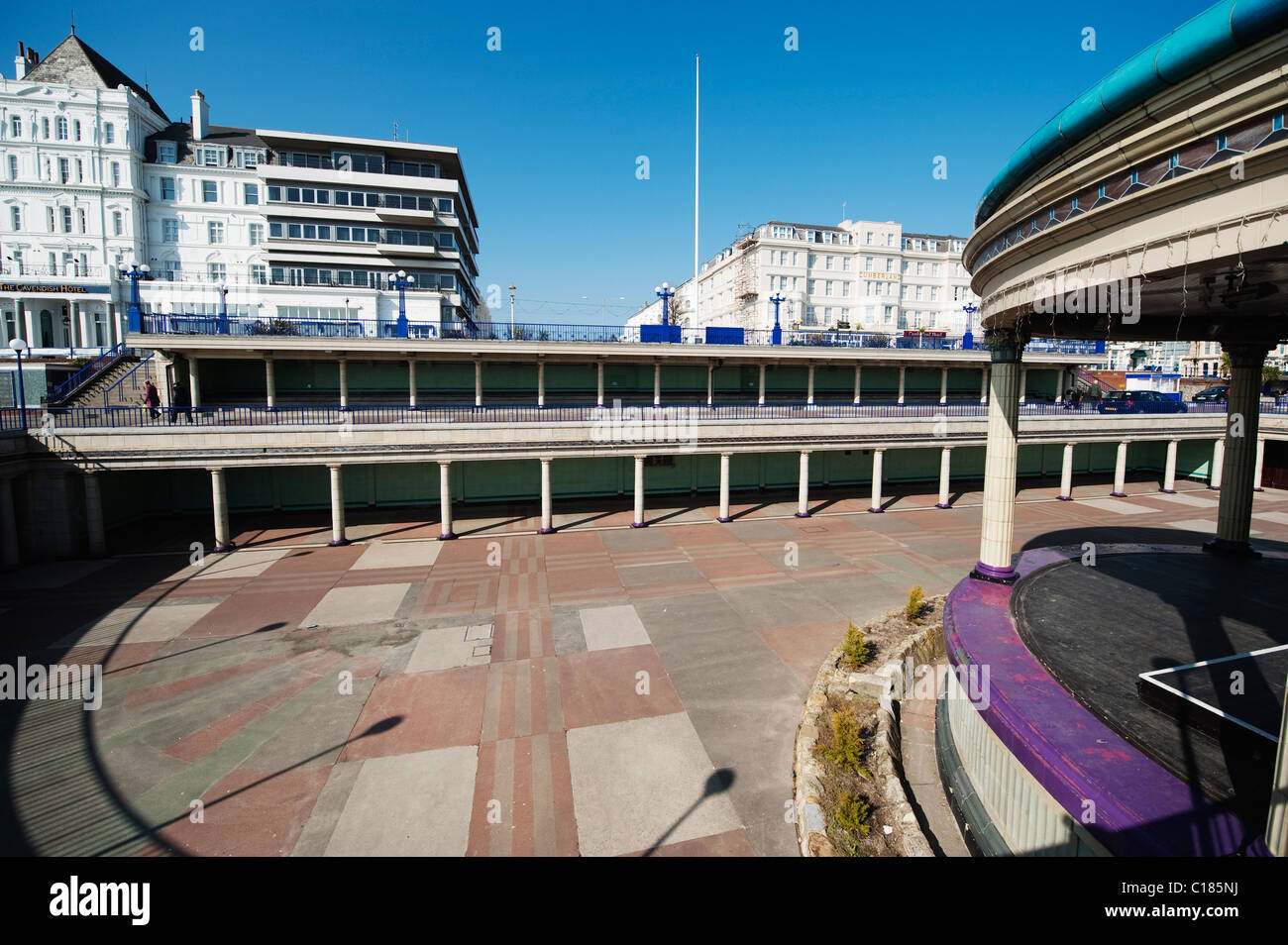 Elegant architecture of the 1930s Eastbourne bandstand on the seafront ...