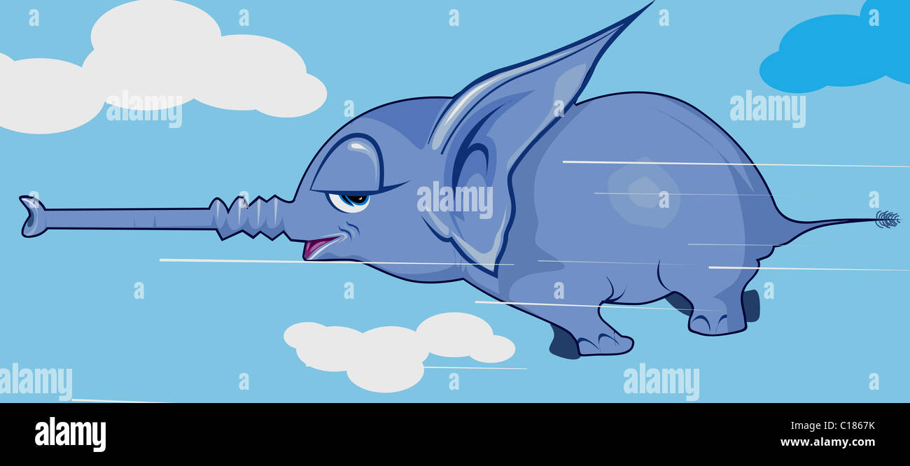Elephant cartoon flying hi-res stock photography and images - Alamy