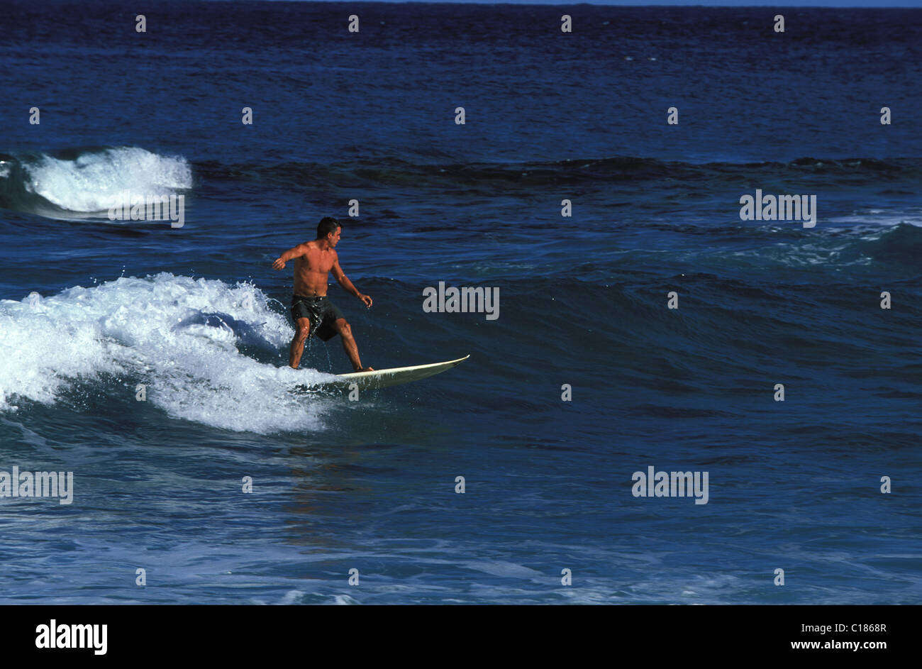 France, Reunion Island (French overseas department), surfer on Boucan ...