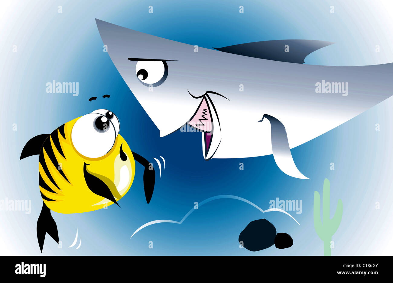 hunting shark is attacking a fish Stock Photo - Alamy