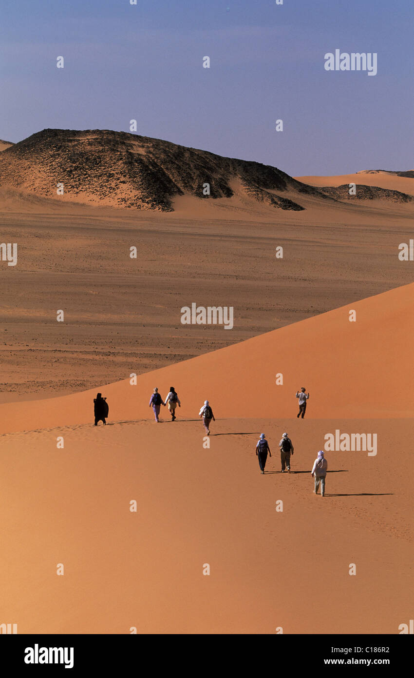Niger, Sahara, Tenere desert, hiking in the sand dunes of the Tenere ...