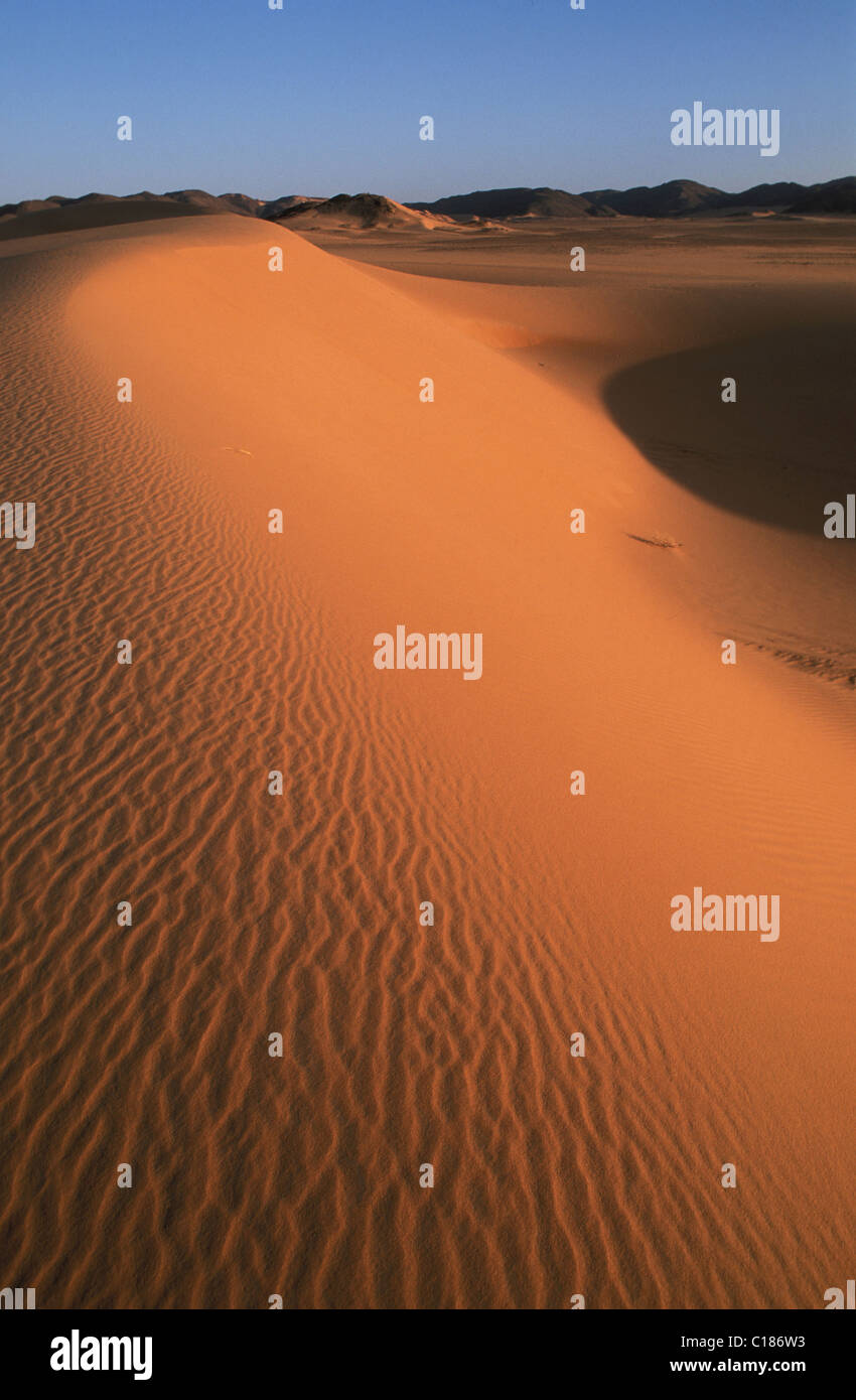 Niger, Sahara, the approach of the first sand dunes of Tenere Stock ...