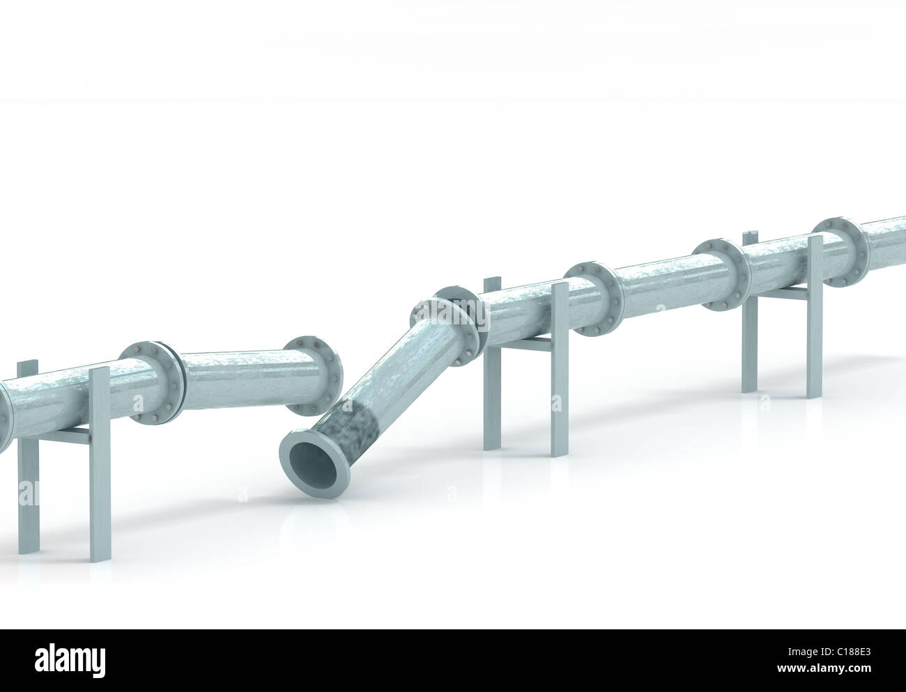fine 3d image of broken pipeline and white background Stock Photo - Alamy