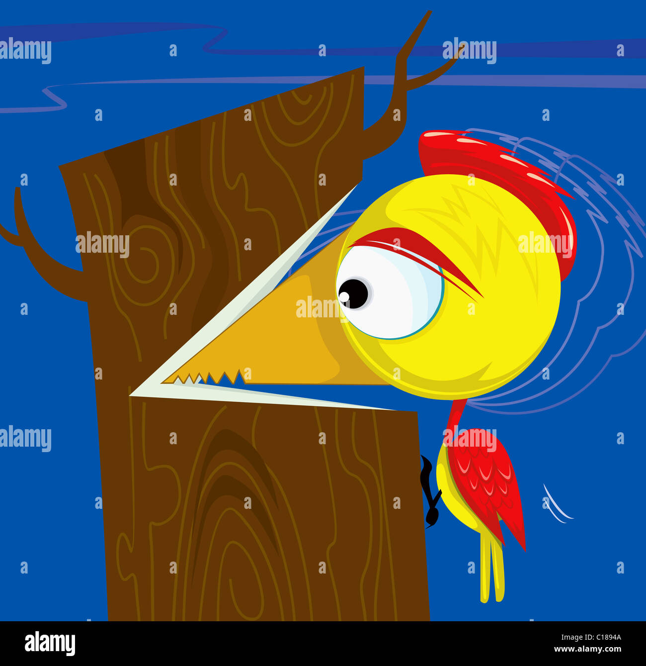 woodpecker cutting the tree Stock Photo - Alamy