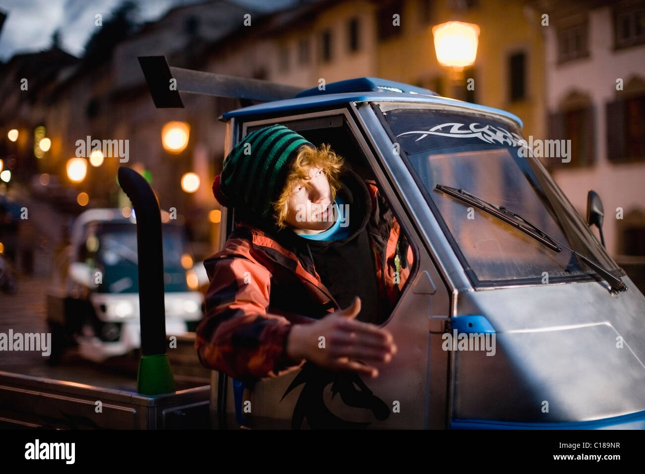 Moped rider night hi-res stock photography and images - Alamy