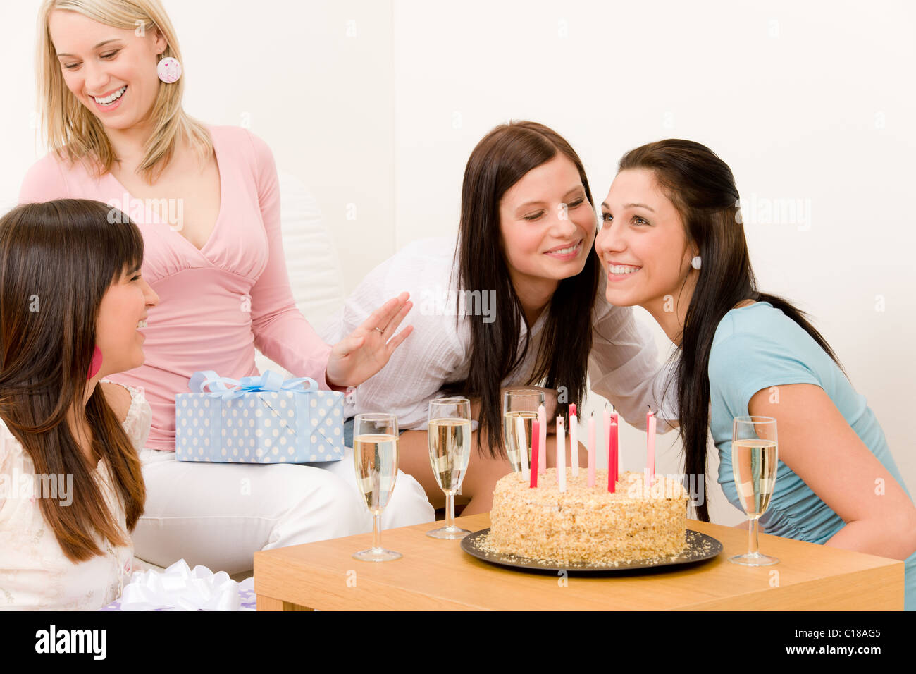 Birthday party woman getting present hi-res stock photography and ...