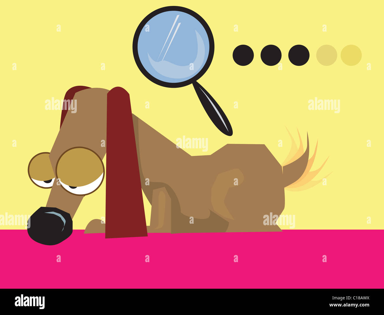 dachshund dog and a magnifying glass Stock Photo - Alamy