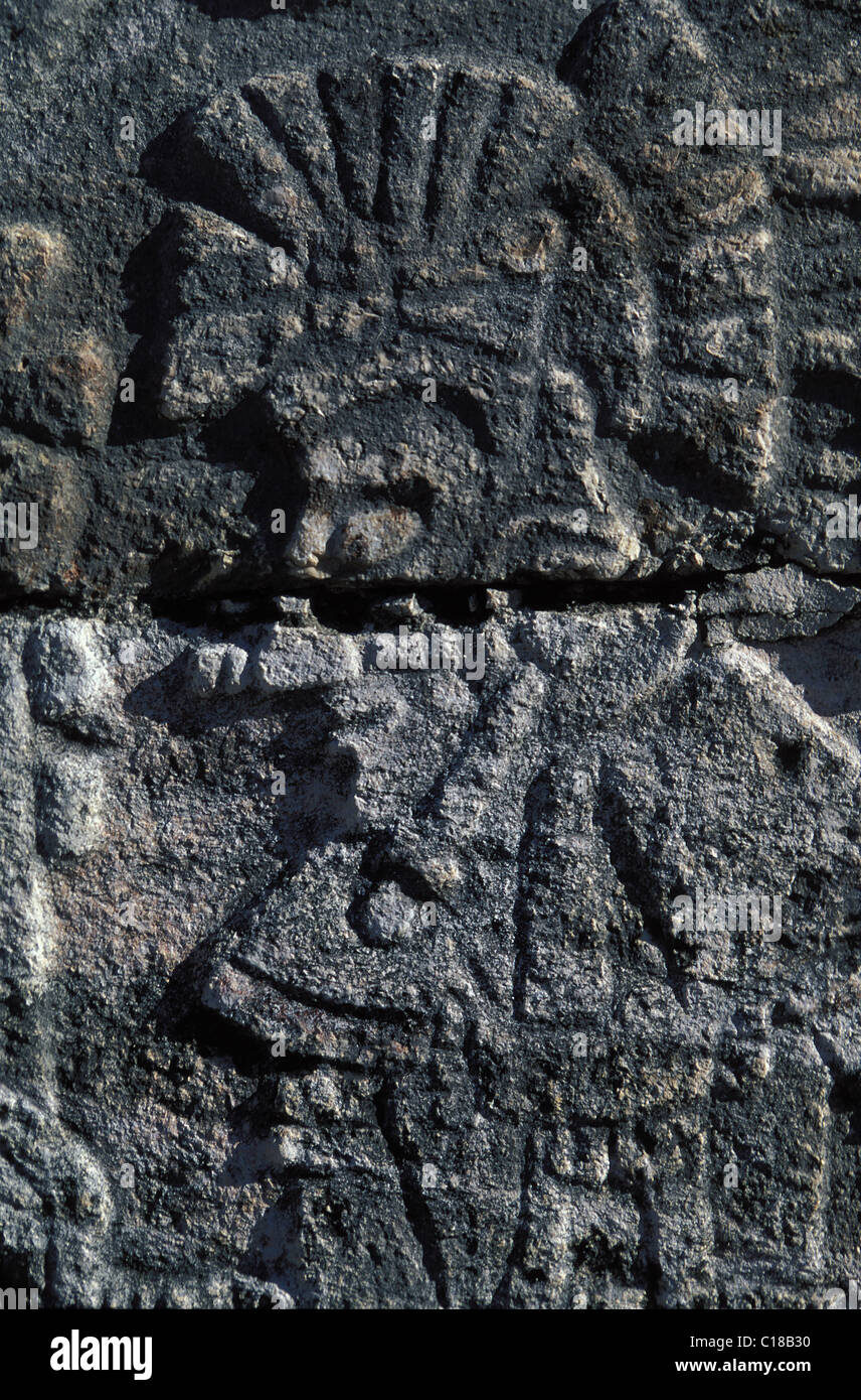 Mexico, Chiapas State, the Maya site of Palenque, details of the steles ...
