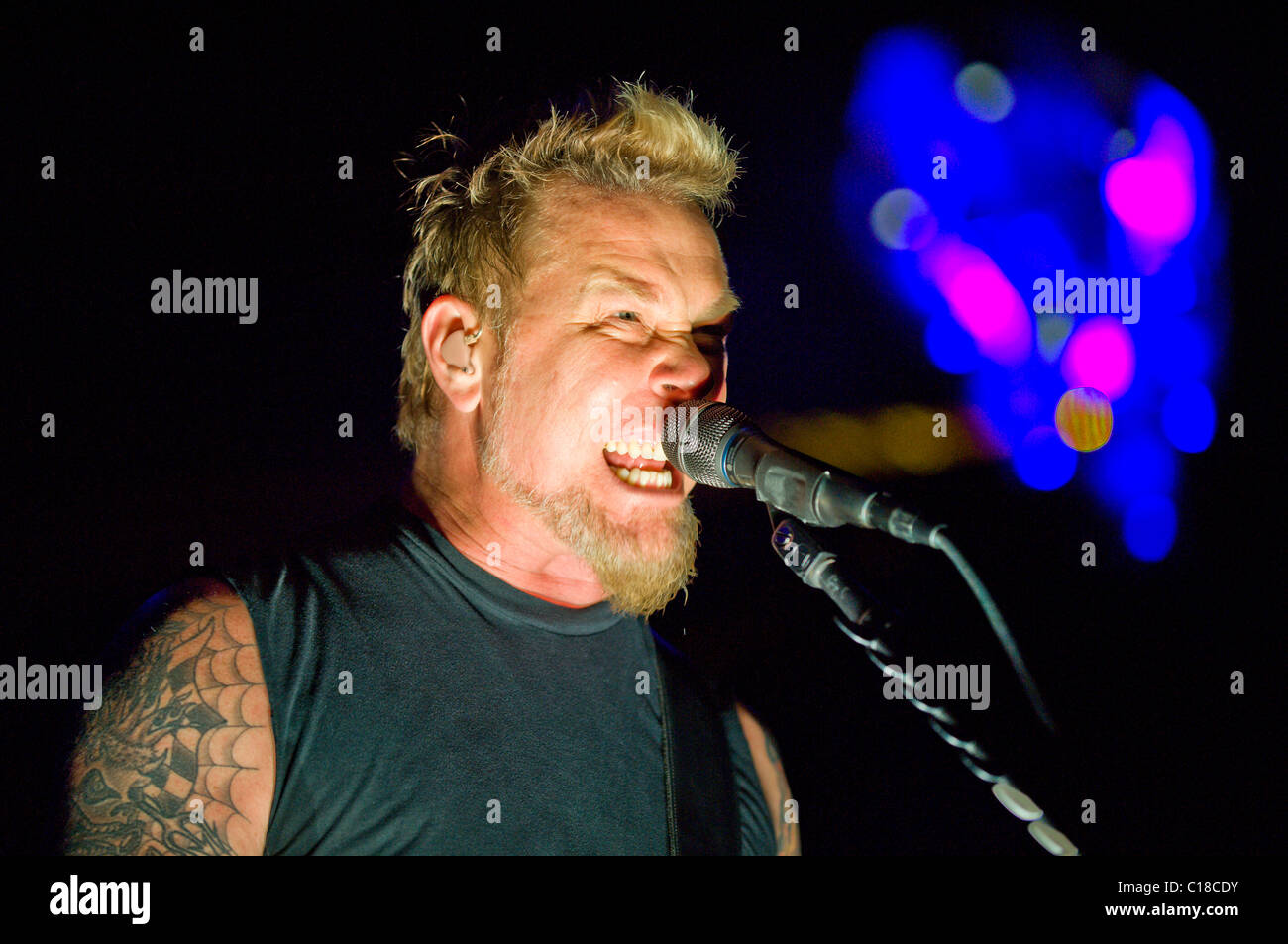 James Hetfield Metallica performing live on stage at the O2 Arena ...