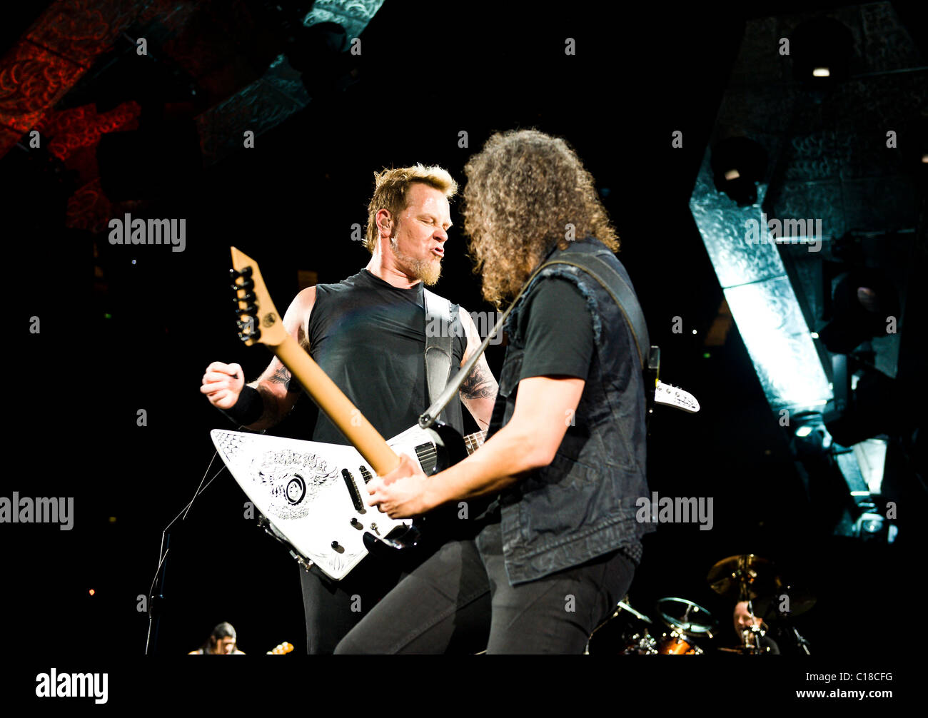 James Hetfield Metallica performing live on stage at the O2 Arena ...